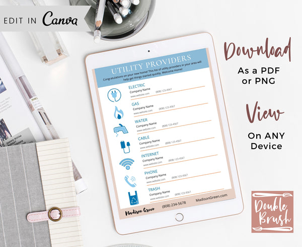 Real Estate Flyer Utility Service Providers List Template, for New Hom ...